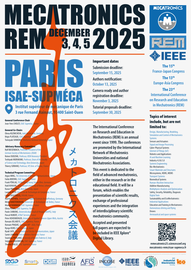 Conférence internationale MECATRONICS-REM 2025 - ISAE-Supméca